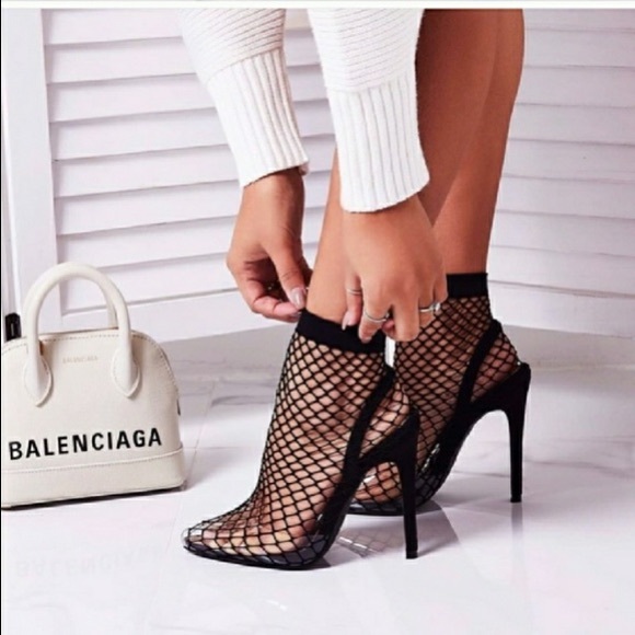 Shoes | Black Mesh Sock Heel | Poshmark